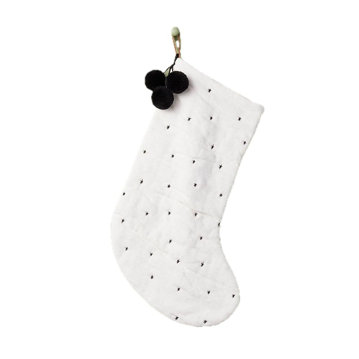 Hearth & Hand with Magnolia Embroidered Star Christmas Stocking Cream/Black