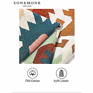 Sonemone Boho Throw Blankets Kilim Geometric Blankets with Tassel Double-Sided Throws Cover for Couch Chair Sofa Bed Outdoor Beach Travel 50"x60", Multicolor
