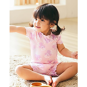 VAENAIT BABY Toddler Kids Girls Sleepwear Pajamas 2pcs Set Shirring Love Full M