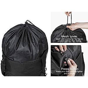 Chrislley 106L Extra Large Laundry Hamper with Drawstring Dorm Room Backpack Laundry Bag Collapsible Laundry Basket for College Students Travel Day Trip（Black）