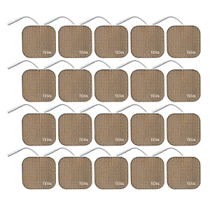 TENS Wired Electrodes Compatible with TENS 7000, Premium Replacement Pads for TENS Units, Discount TENS Brand (2in x 2in, 20 Pack)