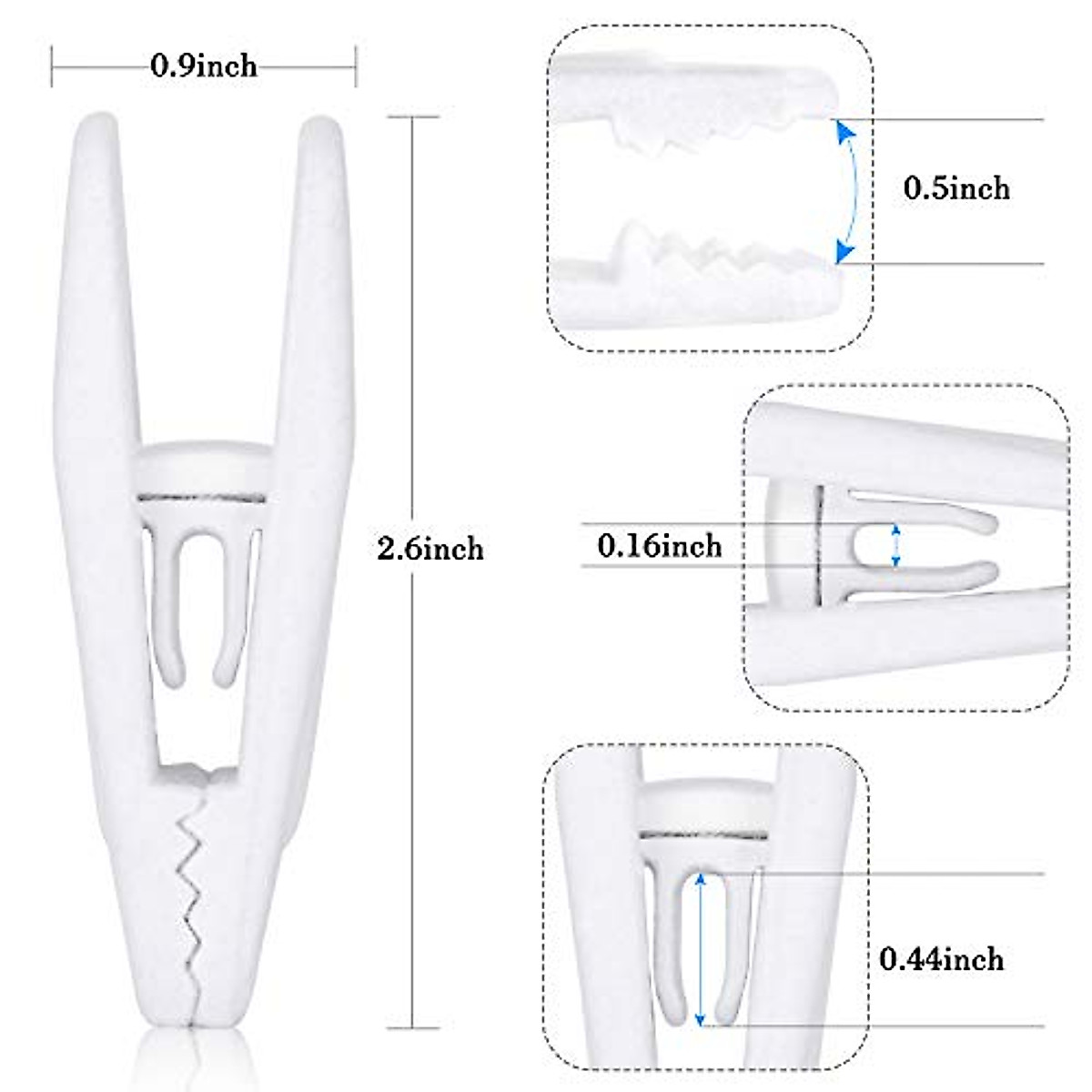 ODILCO White 26pc Velvet Hanger Clips, Pants Velvet Clips, Flocked Clothes Hanger Velvet Finger Grip Clips for Thin Hangers