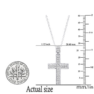 Dazzlingrock Collection 0.35 Carat (ctw) Round White Diamond Filigree Grooved Cross Pendant with 18 inch Silver Chain for Women in 925 Sterling Silver
