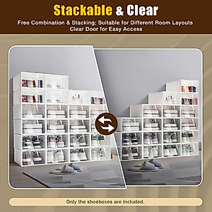 LIYUANJUN Stackable Shoe Box, 24Pcs Shoe Storage Box Shoe Sneaker Organizer DIY Shoe Stand Containers for Women Men Putting Slippers Boots in Living Room Hallway Transparent