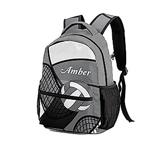 Personalized Sports Volleyball Grey with Name Text Custom Backpack for Sport Camping Picnic