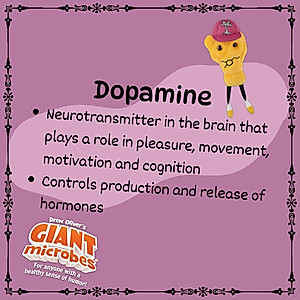 GIANTmicrobes Dopamine Plush, Neuroscience Gifts, Brain Gifts, Neurology Gifts, Psychology Gifts, Brain Surgery Recovery Gifts, Psychologist Gifts, Mental Health Gifts
