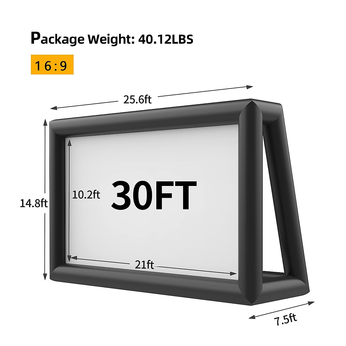 PPXIA Inflatable Screen Outdoor 30ft with Air Blower, Extra Large Blow Up Projector Screen for Outside Movie Nights Home Theater Backyards Pool BBQ Party Fun, Supports Front and Rear Projection