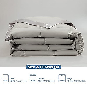 Dafinner Down Blanket Queen Size | Lightweight Summer Cooling Bed Comforter | 750 Fill-Power Feathers & Down Quilt, Noiseless & Extra Soft Thin Duvet Insert with Satin Trim, Gray