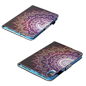 UUcovers iPad Mini 6 Case 2021 with Pencil Holder [Auto Wake/Sleep] Magnetic Smart PU Leather Folio Stand Wallet Soft TPU Shockproof Cover for Apple iPad Mini 6th Gen (8.3"), Purple Mandala Flower
