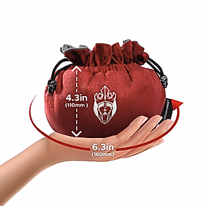 CardKingPro Immense Dice Bags with Pockets - Red - Capacity 150+ Dice - Great for Dice Hoarders [Patented Design]