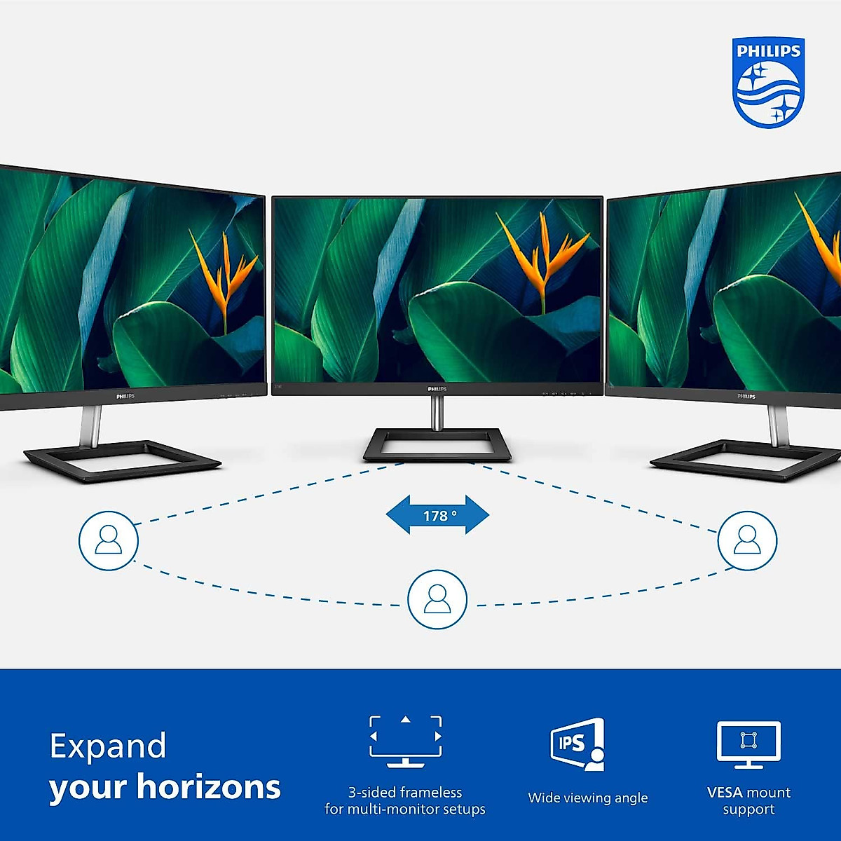 PHILIPS 278E1A 27" Frameless Monitor, 4K UHD IPS, 109% sRGB, Speakers, VESA, 4Yr Advance Replacement Warranty