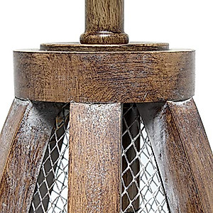 Elegant Designs LT3309-OWD Vintage Farmhouse Wood and Netted 2 Light Table Lamp, Old Wood
