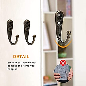 30PCS Bronze Hooks for Hanging Towel, Wall Mounted Coat Hooks Robe Hook with 60 Screws for Bedroom, Entryway, Closet, Kitchen, Office, Small Heavy Duty Hooks, Hat Cup Mug Hooks, Wall Hooks DIY Hook