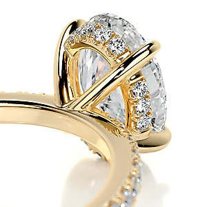 2.0Ct Oval Hidden Halo Moissanite Engagement Ring, 14K Yellow gold Vintage Engagement Ring, Wedding Ring, Size-6.5