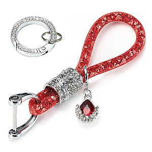 Bling Crystal Car Keychain for Women, Keychain Accessories With Bling Rhinestones, Fashionable Car Key Chain for Car Keys for Honda/MercedesBenz/Audi/BMW/Hyundai/Nissan/Mazda/Chvey/Toyota (Red)