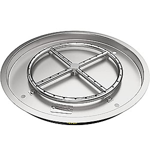VEVOR Drop in Fire Pit Pan, 19" x 19" Round Fire Pit Burner, Stainless Steel Gas Fire Pan, Fire Pit Burner Pan w/ 1 Pack Volcanic Rock Fire Pit Insert w/ 90K BTU for Keeping Warm w/Family & Friends