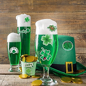 FAMYGFT St Patricks Day Stickers for Kids & Adults 50PCS Shamrock Stickers Waterproof 4 Leaf Clover Sticker Green Irish Self-Adhesive Gift Labels Water Bottle Sticker Decals Classroom Party Decoration