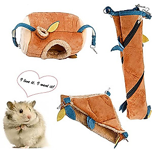 HYDDNice Hamster Hammock Cage Sugar Glider Hanging Fleece Bed Swing Bag Leaf Hanging Tunnel for Guinea Pig Hamster Squirrel