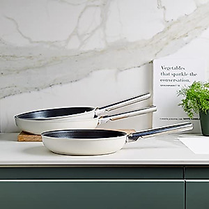 Smeg CKFF2801CRM Frying Pan 28cm Cream, Non-Stick, Aluminium, Patented Base