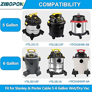 Zibopon 19-3100 Disposable Filter Bags Compatible with Stanley 5-6 Gallon Wet/Dry Vac: SL18115, SL18115P, SL18116, SL18116P, 2 Reusable Filters & 1 Retaining Band(8 Pack)