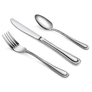 New Star Foodservice Bead Pattern, Stainless Steel, 36-Piece Flatware Set