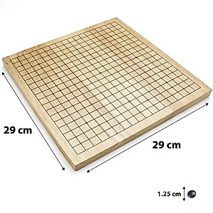 Go Set with Natural Wood Board | Portable 29 x 29cm (11.4" x 11.4") Set | Complete Set of 361 Stones | 19x19 Grid Layout, Portable Size for Travel | 2-Player - Classic Chinese Strategy Board Game