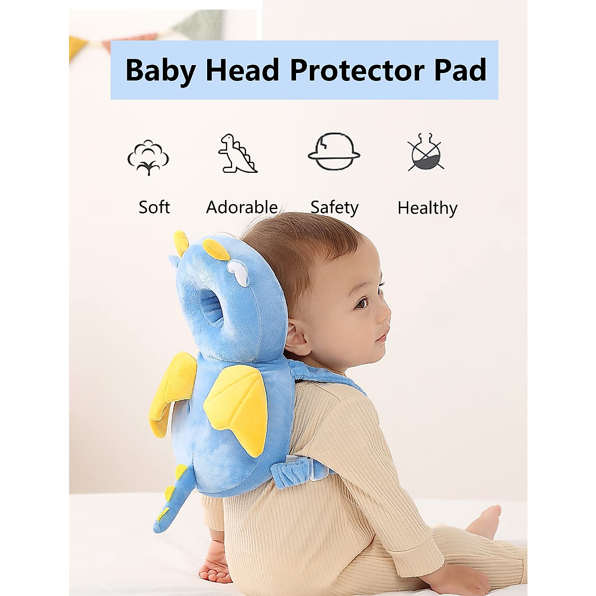 Toddler Baby Head Protection Cushion Backpack Wear,Dinosaur