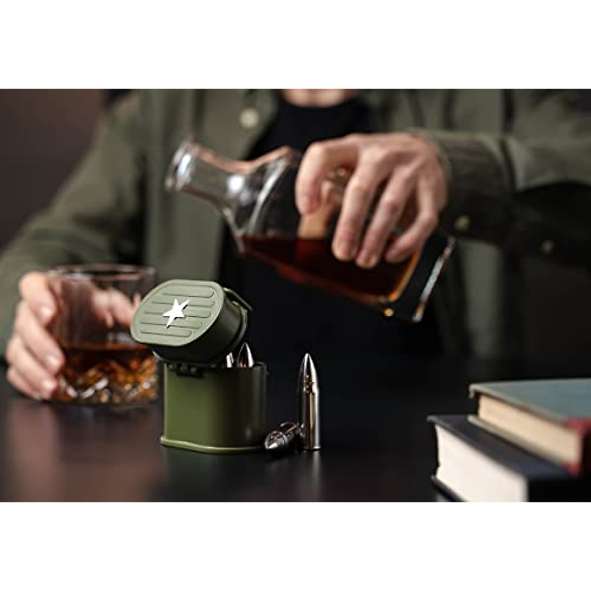 Exclusive Set of 6 Whiskey Stones in Tactical Military Box, Gifts for Christmas Stocking Stuffers, for Men Dad, Unique Ideas for Birthday for Boyfriend Him Cool Gadgets for Husband Grandpa Brother