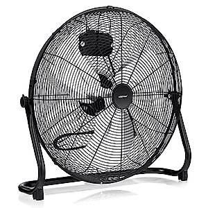 COSTWAY Floor Fan, 20-inch High Velocity Floor Fan with 145° Adjustable Tilt, 3-speed Adjustable, Heavy Duty Metal Industrial Floor Fan for Home Garage Warehouse Workshop Outdoor Indoor Use, Black