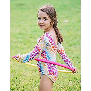 Arshiner Girls Gymnastics Leotards Ruffle Long Sleeve Shimmer Ballet Unitard Dancewear for 3-10 Years