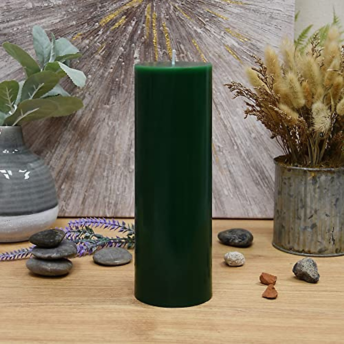 Zest Candle 110-Hour Burn Time Pillar Candle, 3 by 9-Inch, Hunter Green