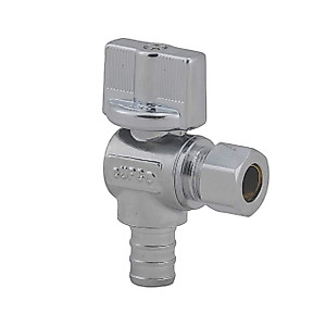 LD Valve- 1/4 Turn Angle Stop Valve 3/8-in Compression x 1/2-in Pex, Quarter Turn LF Brass Chrome Plated OD to Pex Angle Shut Off Valve for Faucet or Toilet Installation (2-Pack)