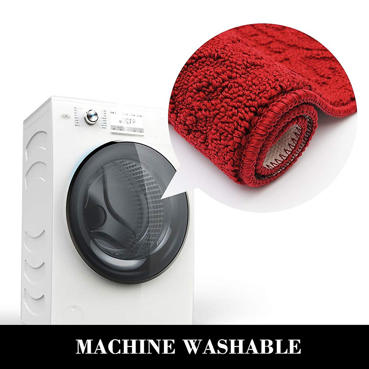 COSY HOMEER 27X18 Inch Anti Fatigue Kitchen Rug Mats are Made of 100% Polypropylene Half Round Rug Cushion Specialized in Anti Slippery and Machine Washable,Burgundy (2 pcs)