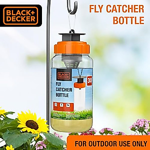 Fly Trap & Fly Catcher Bottle- Outdoor Reusable Hanging Fly Trap with Natural Non-Toxic Bait Add Water to Catch House & Horse Flies in Garden, Backyard & Barn 30-Gram Trap