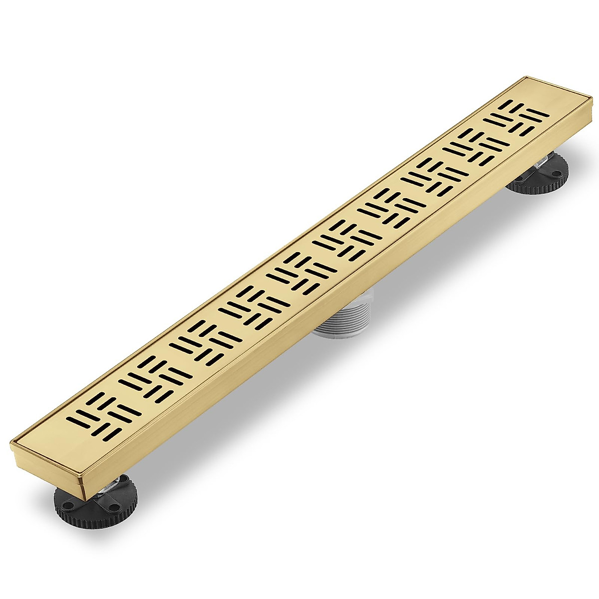 Sharp-tec Shower Drain, 32 inch Linear Shower Drain, Brushed 304 Stainless Steel Rectangular Shower Floor Drain with Adjustable Leveling Feet, Hair Strainer, cUPC Certified, ST-092-32G