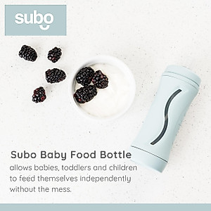 Subo Baby Food Bottle | No Mess Baby Toddler Self Feeder | Squeeze Free Design for Purees, Smoothies, Yogurt, Oatmeal, or Thickened Liquids | Reusable Silicone Washable Cup (Duck Egg Blue)