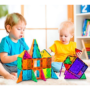 FAXADELLA GiftedKids Magnetic Tiles Building Blocks, 120 Pcs Magnet Toys | Preschool Toys Magnets for Kids | Building Toys for Kids Ages 4-8