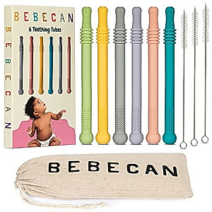 BEBECAN Teething Sticks for Babies - Infant Teething Relief for Teething Baby in 6 Vibrant Colors, Super Soft Silicone Baby Teethers, Teething Toys for Babies 0-6 Months Multicolored