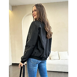 Zeagoo Womens Classic Quilted Jacket Short Bomber Jacket Coat, Black, Large