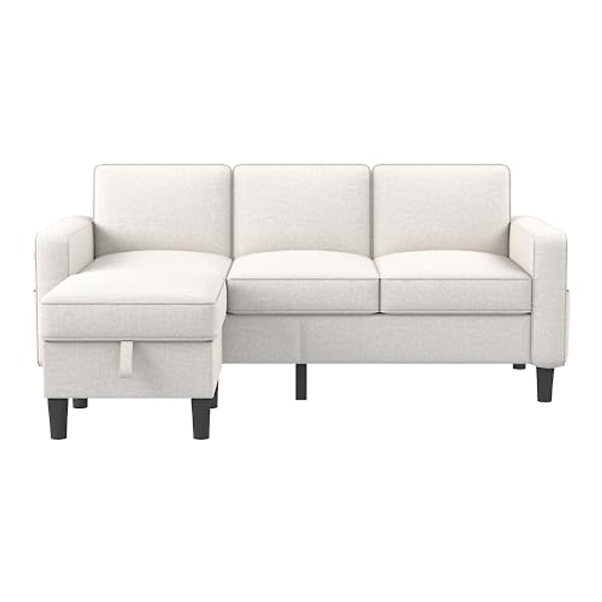 Sunrise Coast Sectional L Shaped Living Room Modular USB+Type-C Charging Port 3 Seater Couches with Removable Storage Ottoman Small Sofa 78", Beige