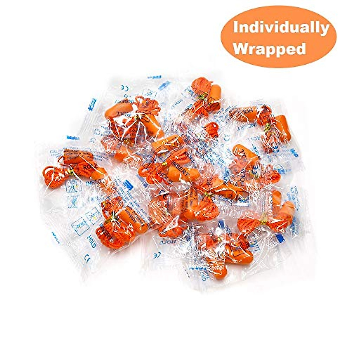 Foam Corded Ear Plugs 100 Pair - Soft NRR 32dB Noise Cancelling Sound Blocking Disposable Orange for Sleeping Snoring Noise Hearing Protection Construction Shooting Range Sports Mowing Woodworking