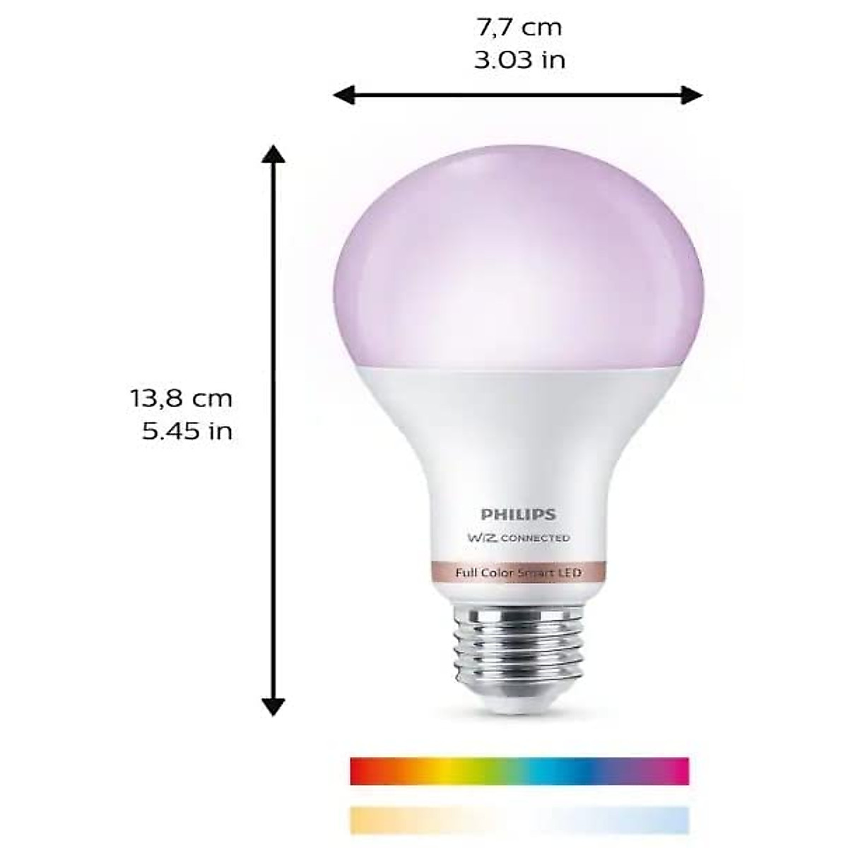 Philips Color and Tunable White A21 LED High Lumen 100W Equivalent Dimmable Smart Wi-Fi Wiz Connected Light Bulb, Compatible with Alexa, Google Assistant, and Siri Shortcuts (2-Pack) (9290024493)