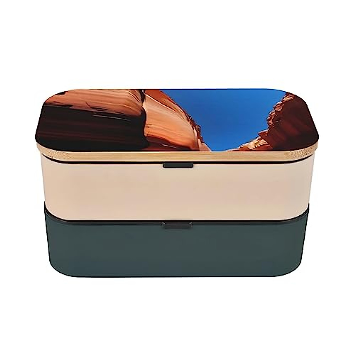 Gorge Scenery Adult Lunch Box, Bento Box, With Cutlery Set Of 3, 2 Compartments, Rectangular, Lunch Box For Adults