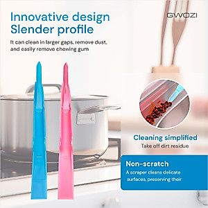 Plastic Scraper for Cleaning Small and Narrow Spaces - Multipurpose Scraper Tool Kitchen - Food, Gum, Dirt & Sticker Remover Tool 2 Pcs - Non Scratch Scraper for Cleaning Grill, Glass, Stove