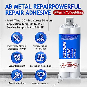 Metal Glue, 1.76oz 2 Part Liquid Metal Welding Epoxy Glue, Marine Filler Repair Putty, High-Temperature Resistant Heavy Duty ab Glue(3 pcs)