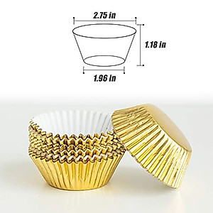 Gold Cupcake Liners,GOLF Standard Gold Foil Cupcake Liners Wrappers Metallic Baking Cups ,Muffin Paper Cases, 100 Pack