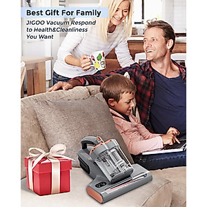 JIGOO Bed Vacuum Cleaner with Dust Sensor: 500W 13Kpa Mattress Vacuum Cleaner with UV & Ultrasonic and High Heating,Anti-allergen Powerful Handheld Bed Vacuums for Mattress (S300 Pro, Corded)