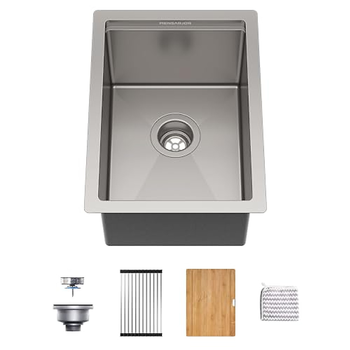 MENSARJOR 14 x 19 Inch Workstation Undermount Single Bowl 16 Gauge handmade NEW MODEL Stainless Steel Kitchen sink …