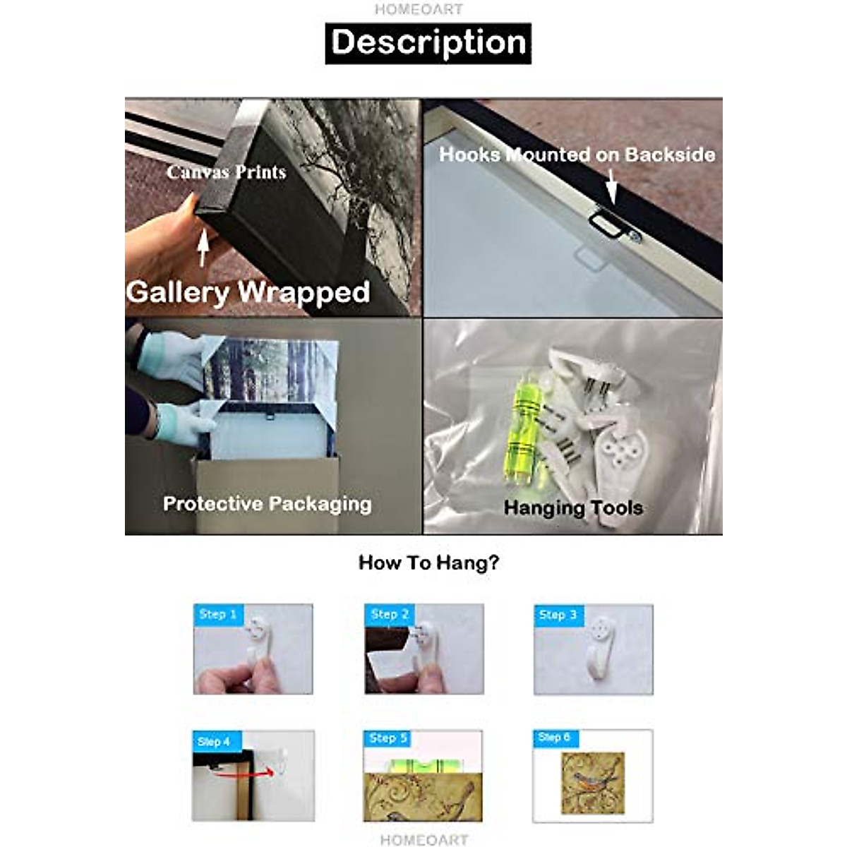 HOMEOART Lawyer Office Decor Painting Black and White Canvas Prints Framed Ready to Hang 12"x16"x3 Panels