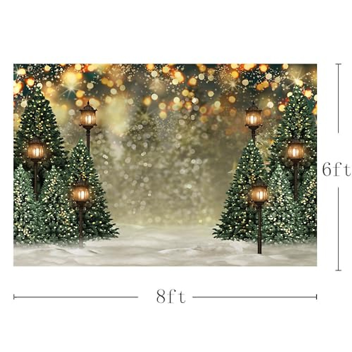 MEHOFOND 8x6ft Winter Christmas Tree Snowflake Green Newborn Photography Background Snow Scene Glitter Bokeh Portrait Backdrops Xmas Birthday Baby Shower Party Photo Banner Props